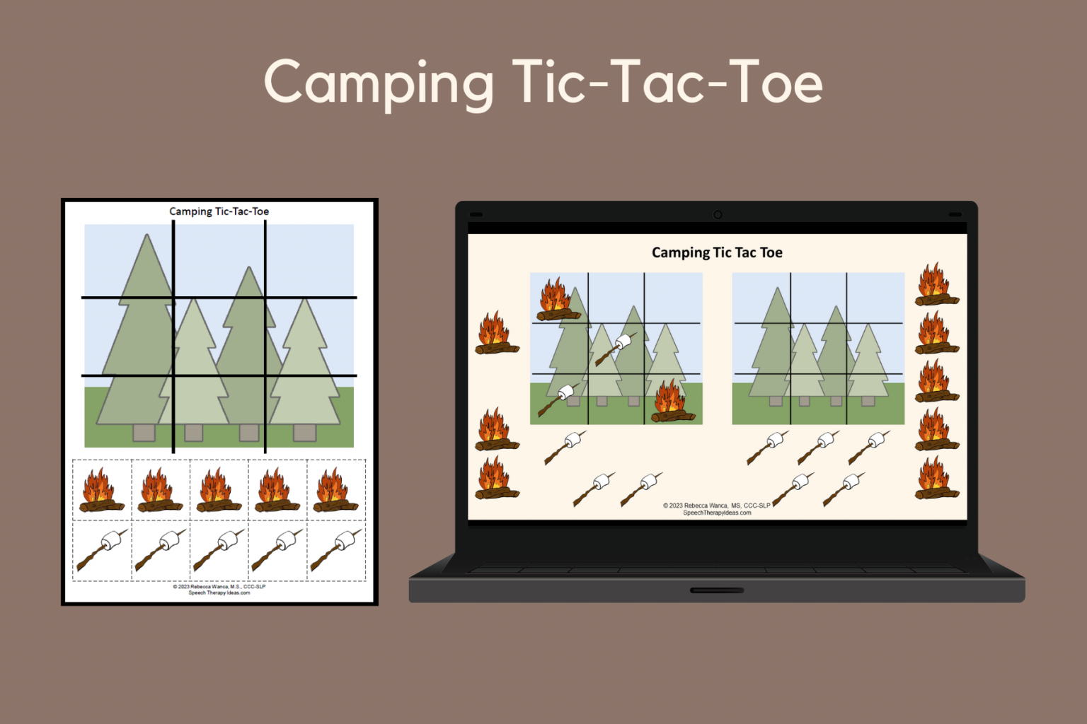 Camping Tic-Tac-Toe Reinforcement Activity | Speech Therapy Ideas