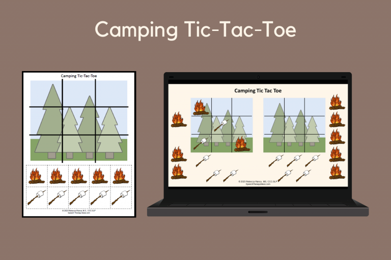 Camping Tic-Tac-Toe Reinforcement Activity | Speech Therapy Ideas