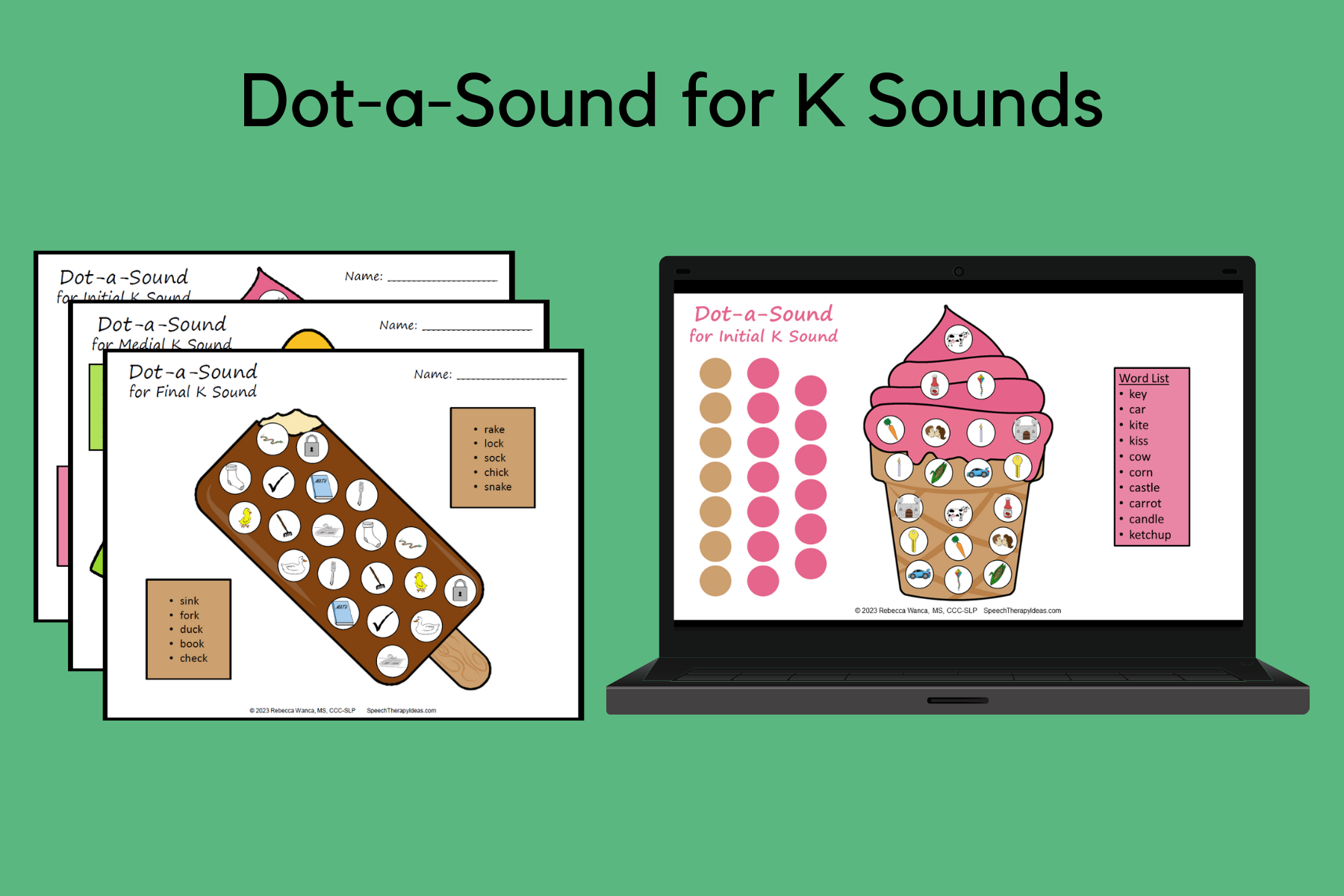 Dot a Sound For K Sound Speech Therapy Ideas