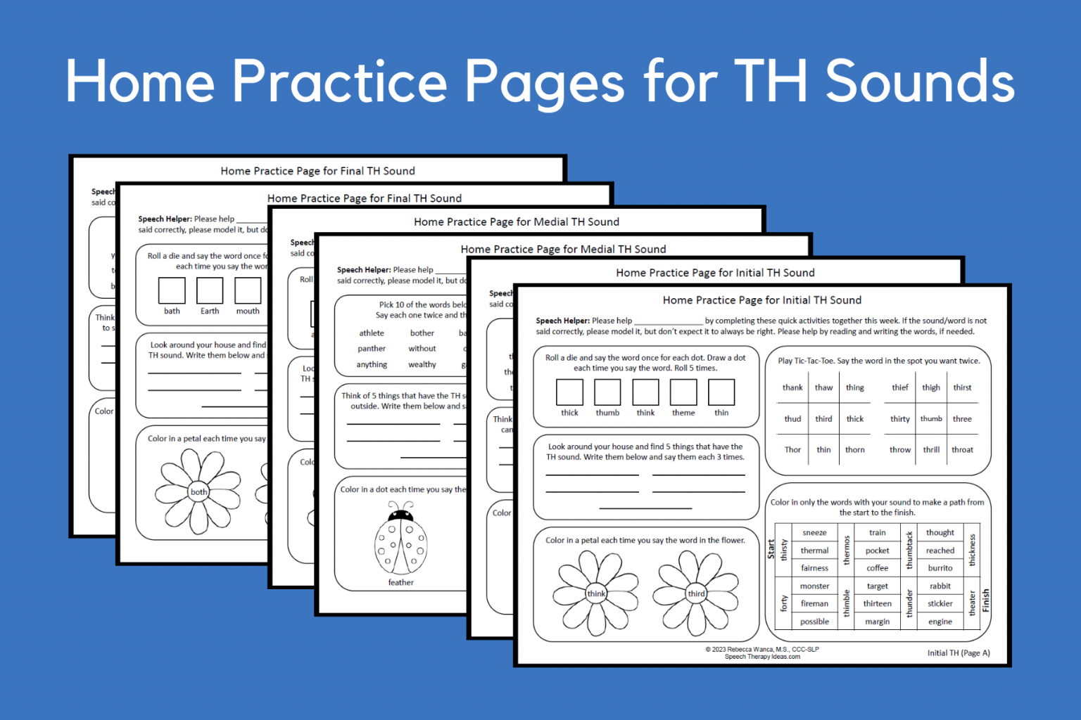 Home Practice Pages for TH Sounds | Speech Therapy Ideas