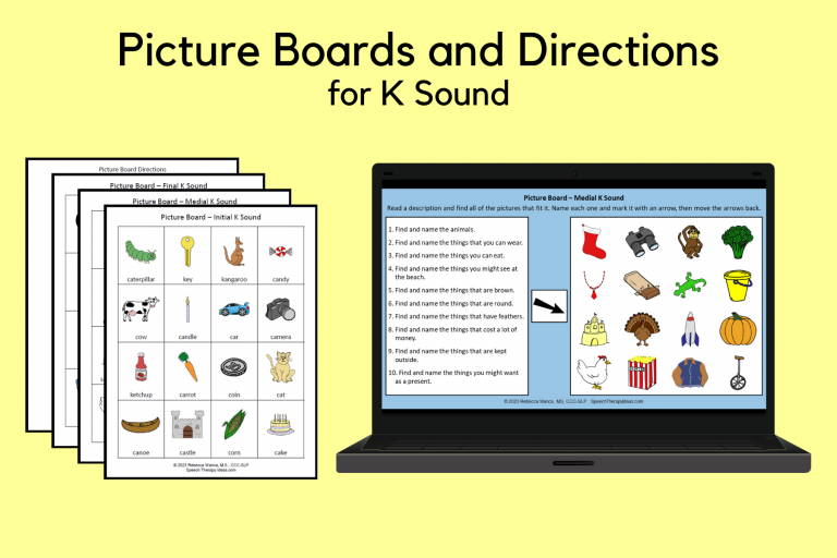 Picture Boards and Direction Following for K Sound | Speech Therapy Ideas