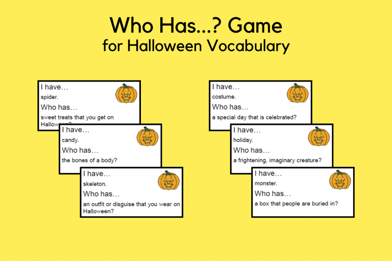 Who Has…? Game Cards for Halloween | Speech Therapy Ideas