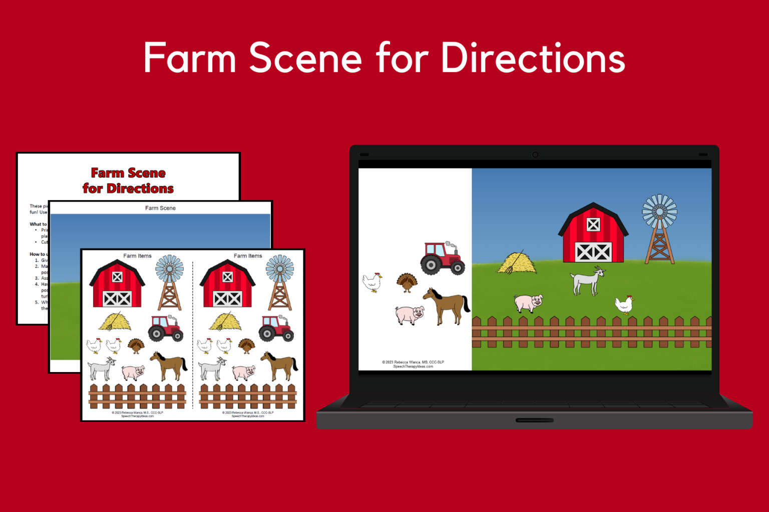 Farm Scene for Directions | Speech Therapy Ideas