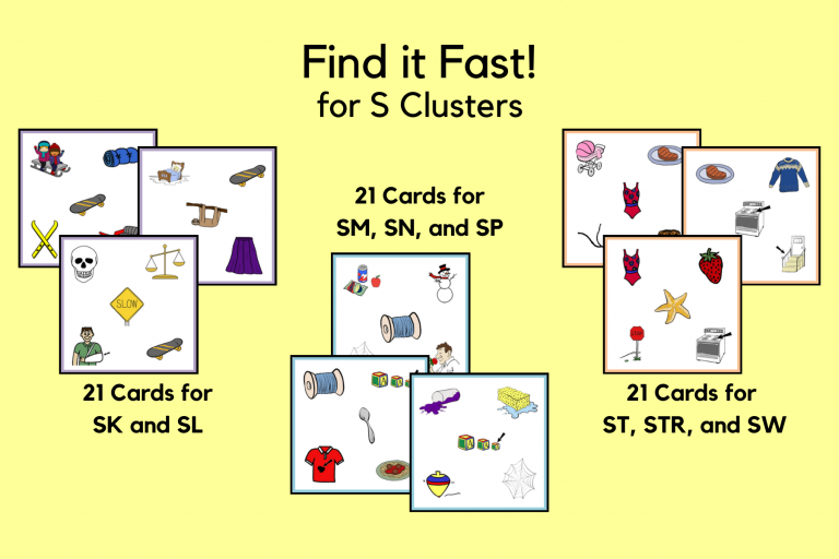 Find It Fast Game for S Clusters | Speech Therapy Ideas
