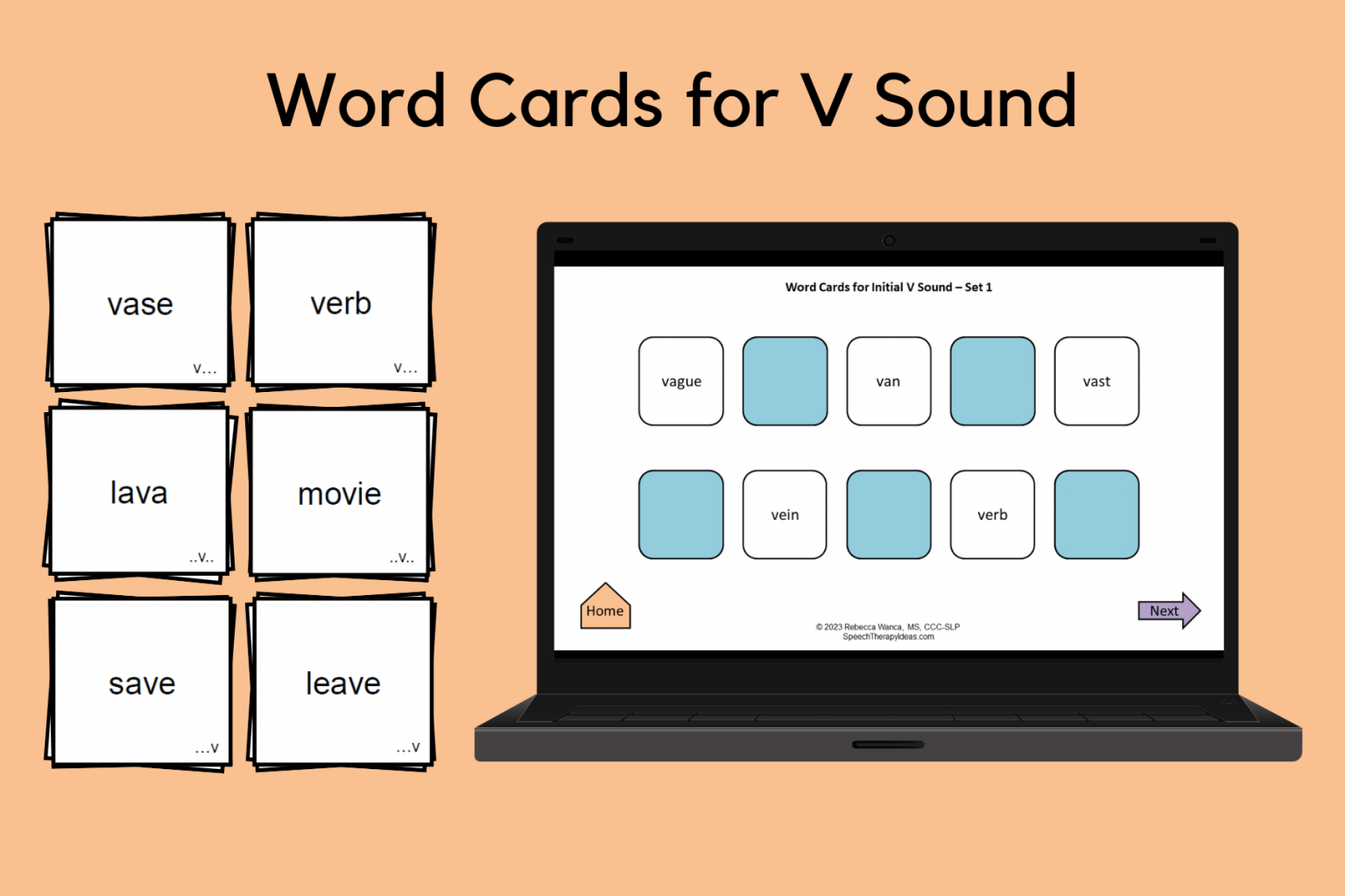 Word Cards for V Sound | Speech Therapy Ideas