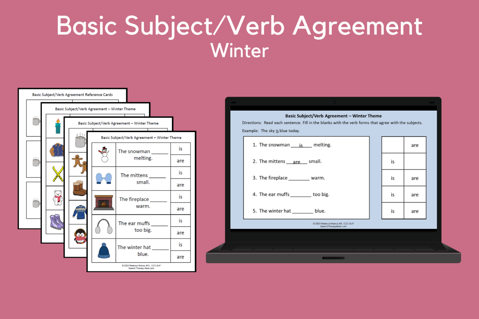 Basic Subject & Verb Agreement – Winter Theme | Speech Therapy Ideas