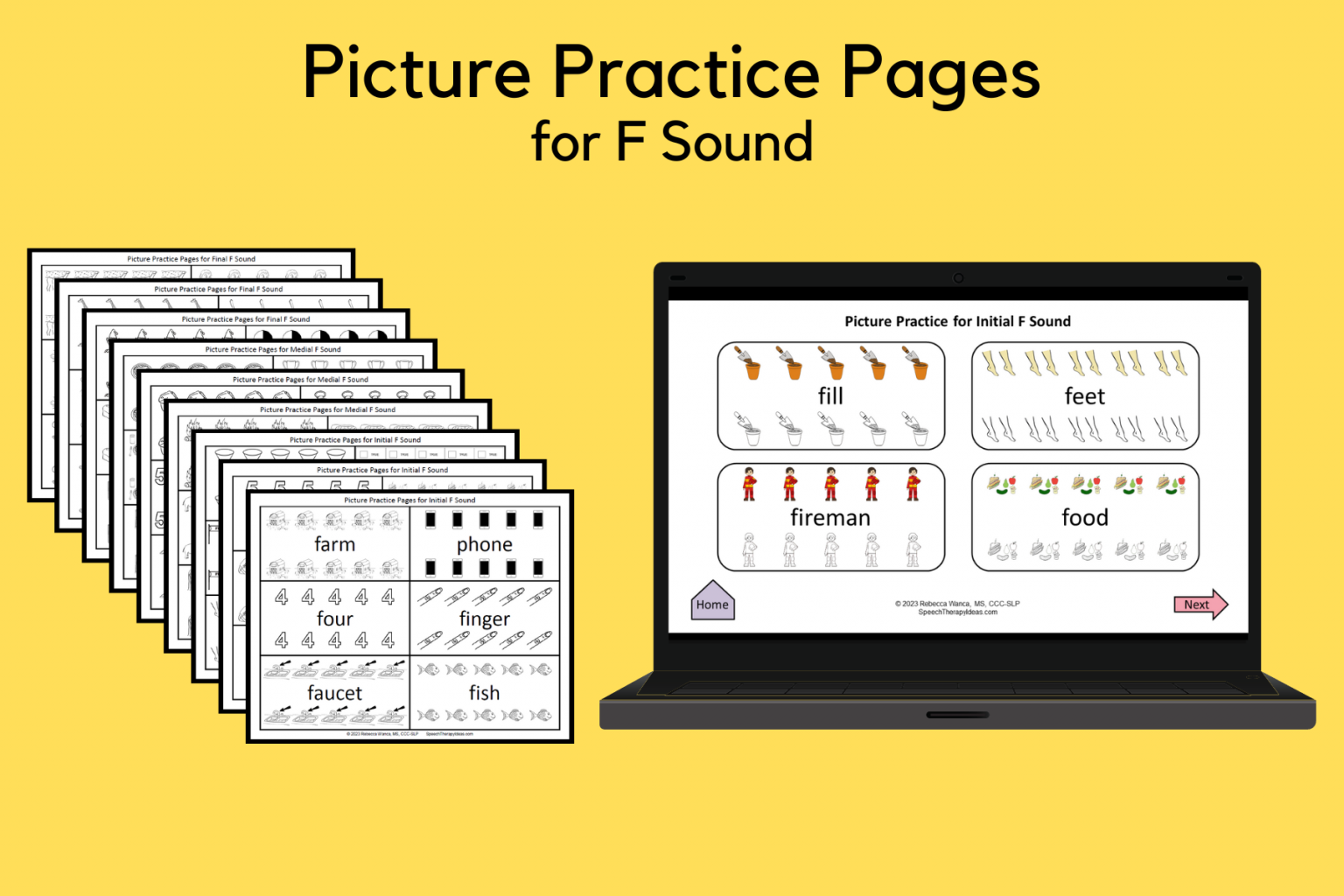 Picture Practice Pages for F Sound | Speech Therapy Ideas