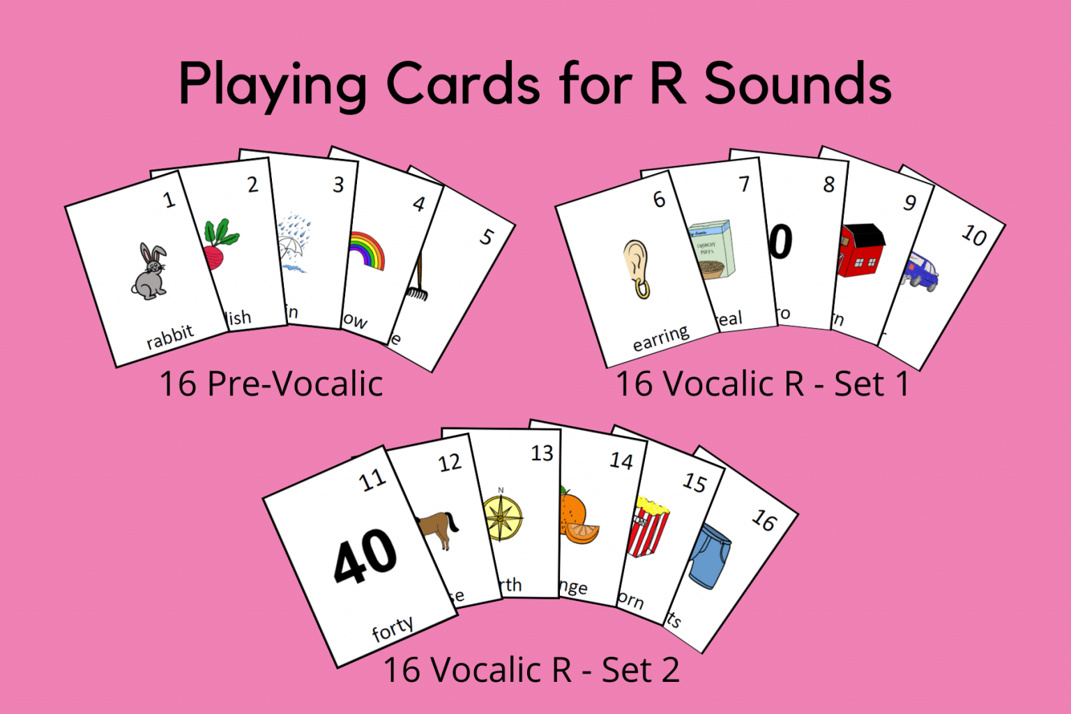 Playing Cards for R Sounds | Speech Therapy Ideas