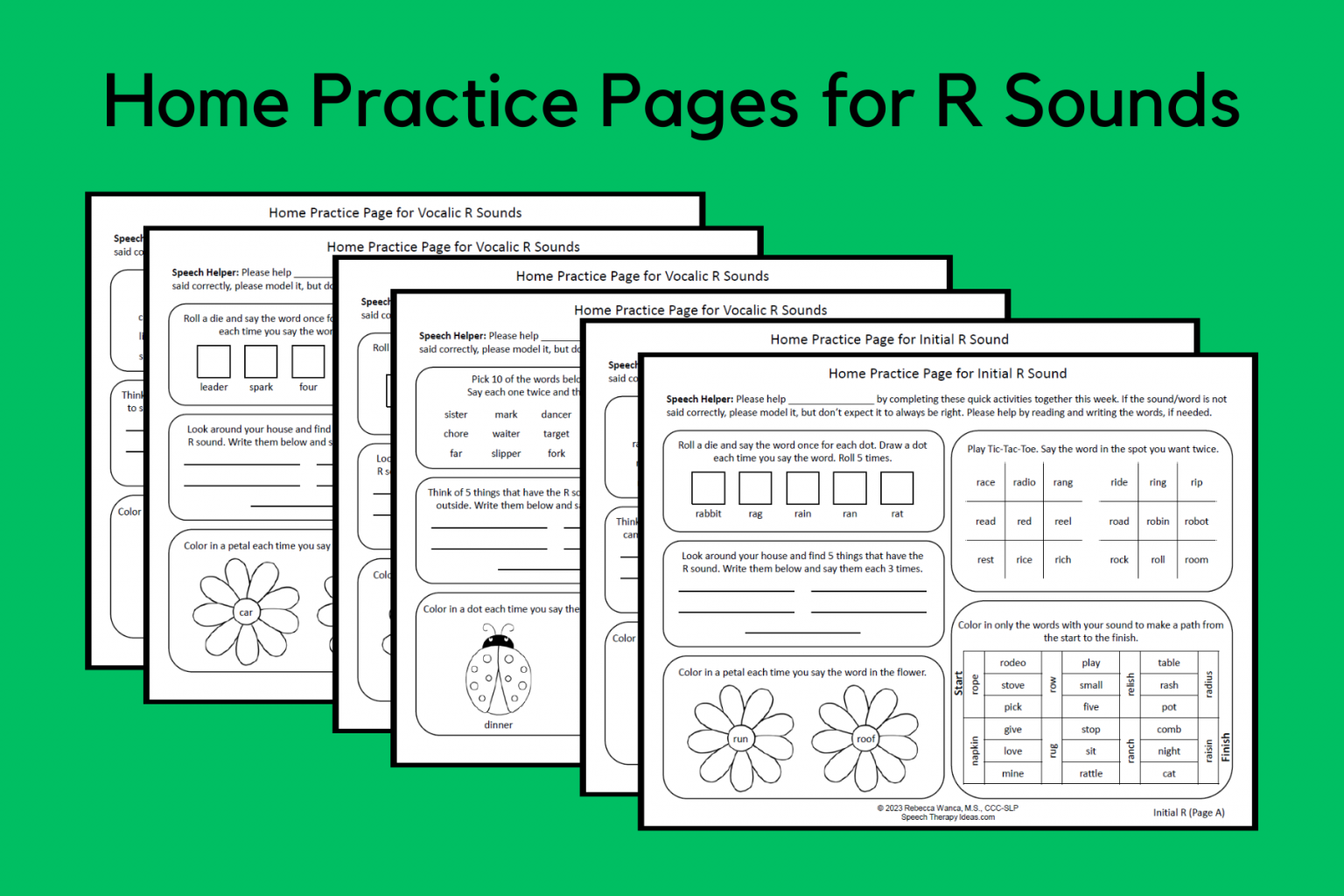 Home Practice Pages for R Sounds | Speech Therapy Ideas