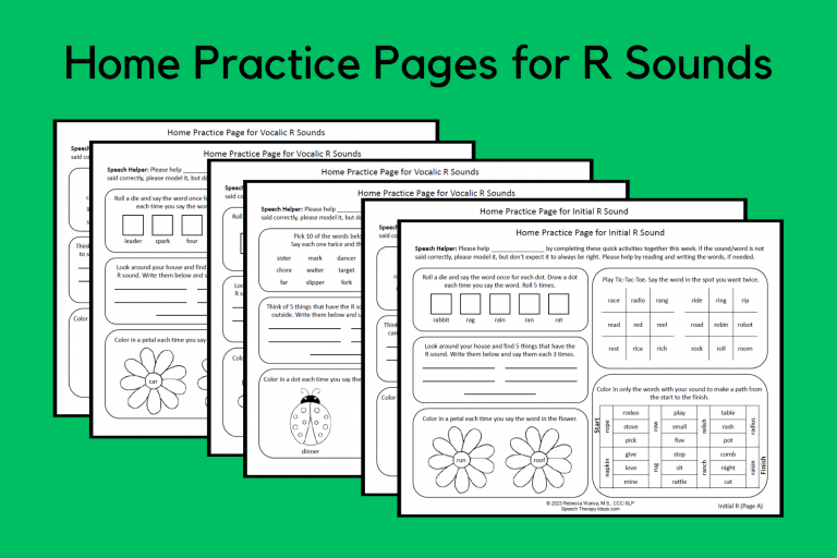 Home Practice Pages for R Sounds | Speech Therapy Ideas