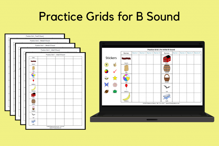 Practice Grids for B Sound | Speech Therapy Ideas