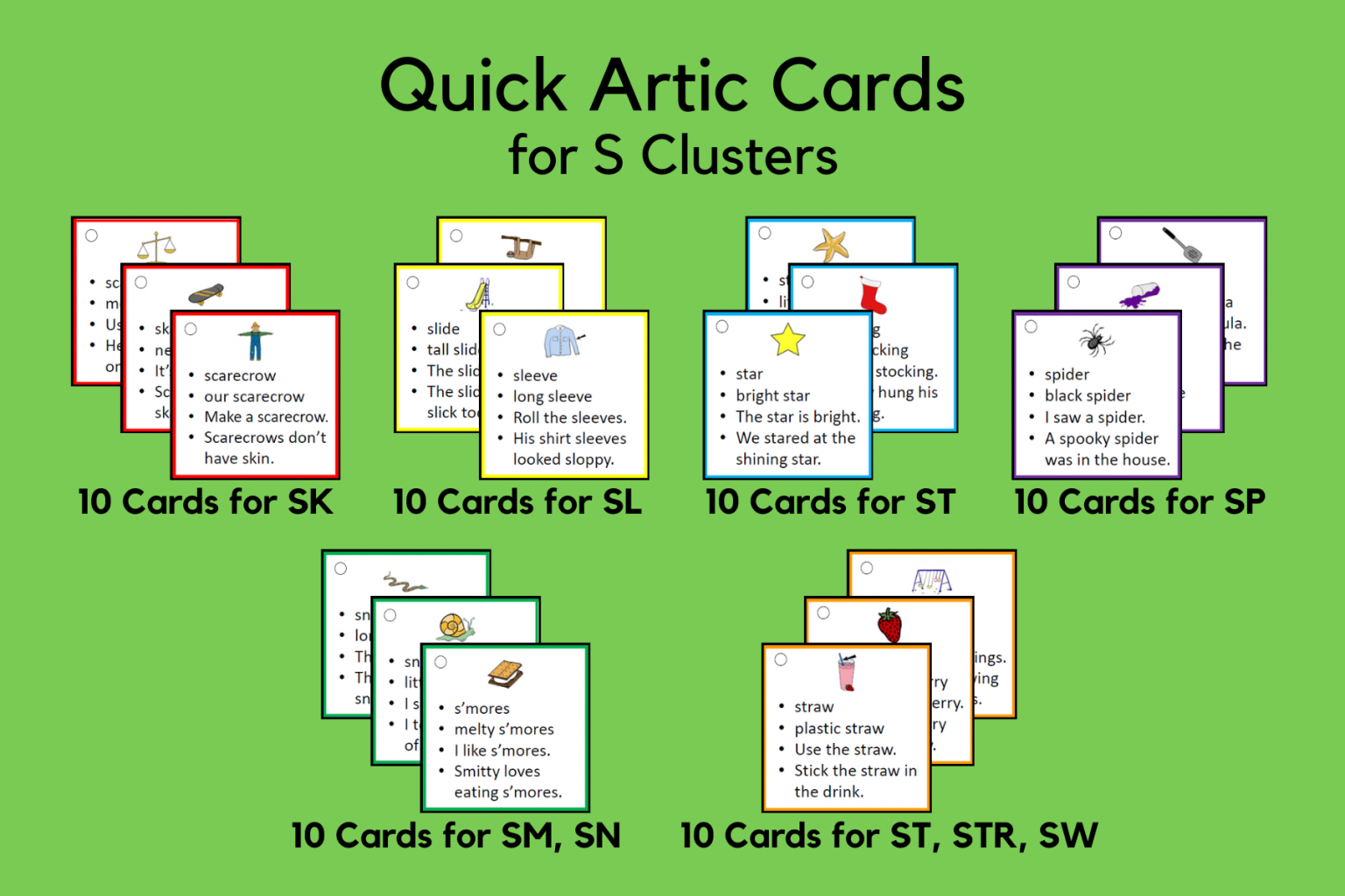 Quick Artic Cards for S Clusters | Speech Therapy Ideas