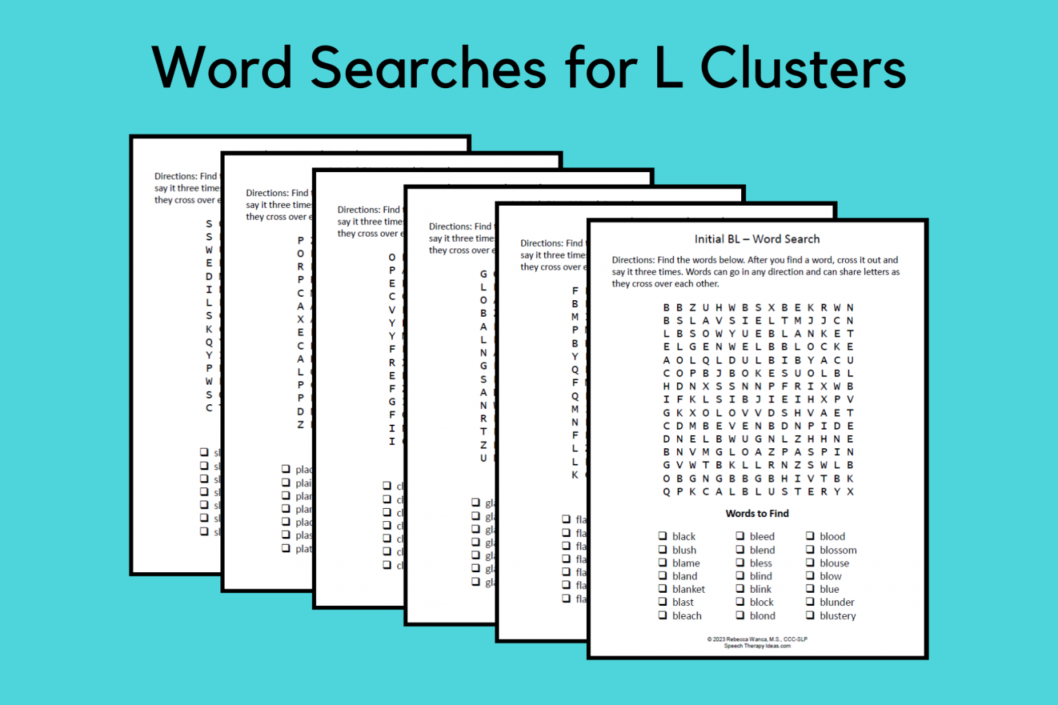 Word Searches for L Clusters | Speech Therapy Ideas