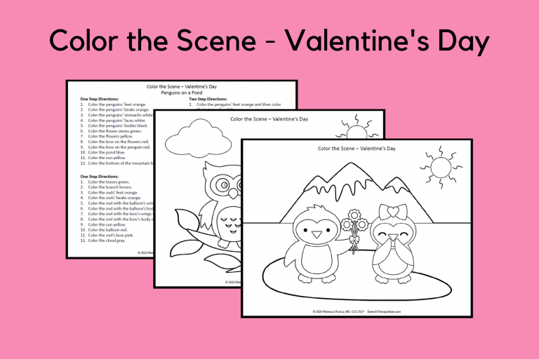 Color the Scene – Valentine’s Day | Speech Therapy Ideas