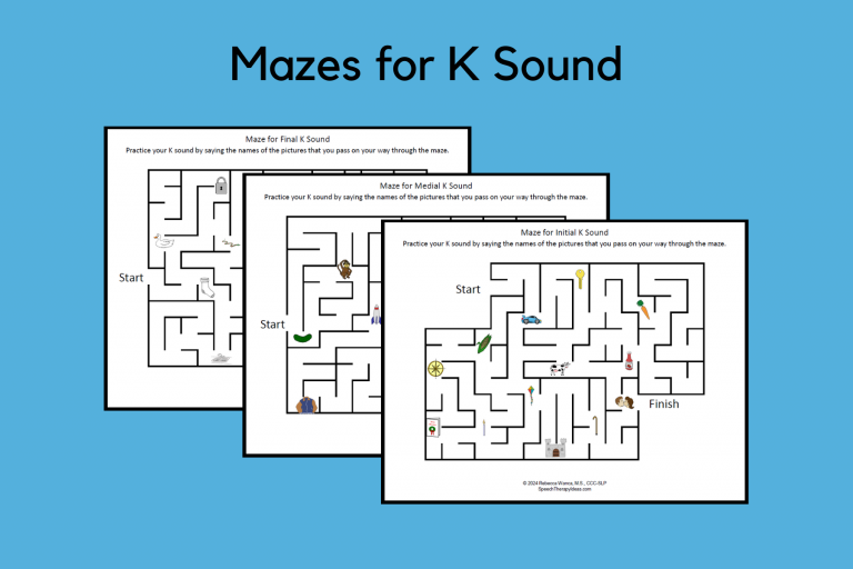 Mazes for K Sound | Speech Therapy Ideas