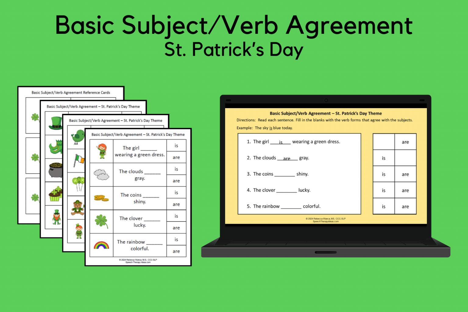 Basic Subject & Verb Agreement – St. Patrick’s Day | Speech Therapy Ideas
