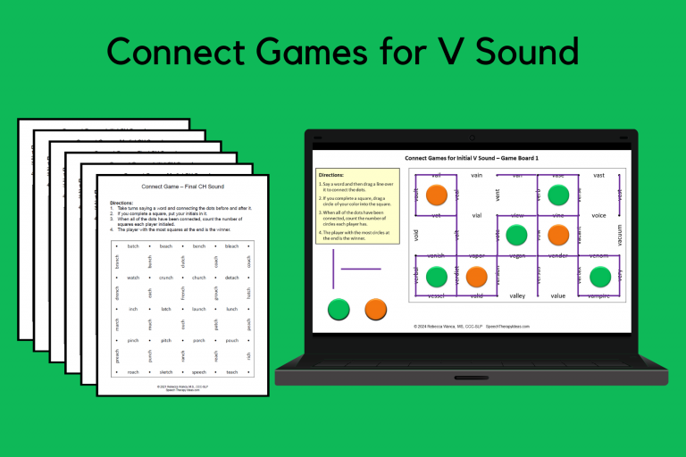 Connect Games for V Sound | Speech Therapy Ideas