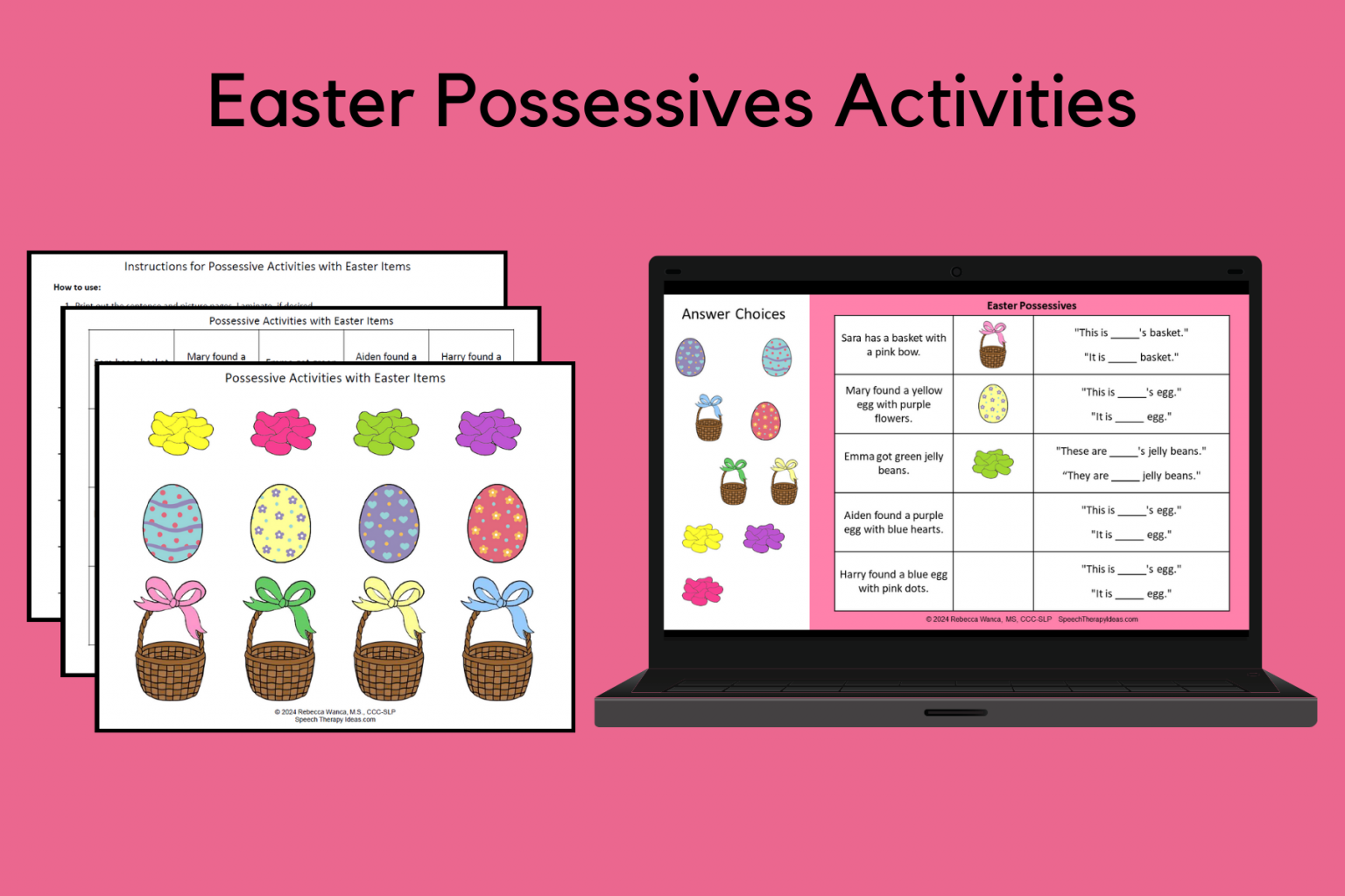 Easter Possessives Activities | Speech Therapy Ideas