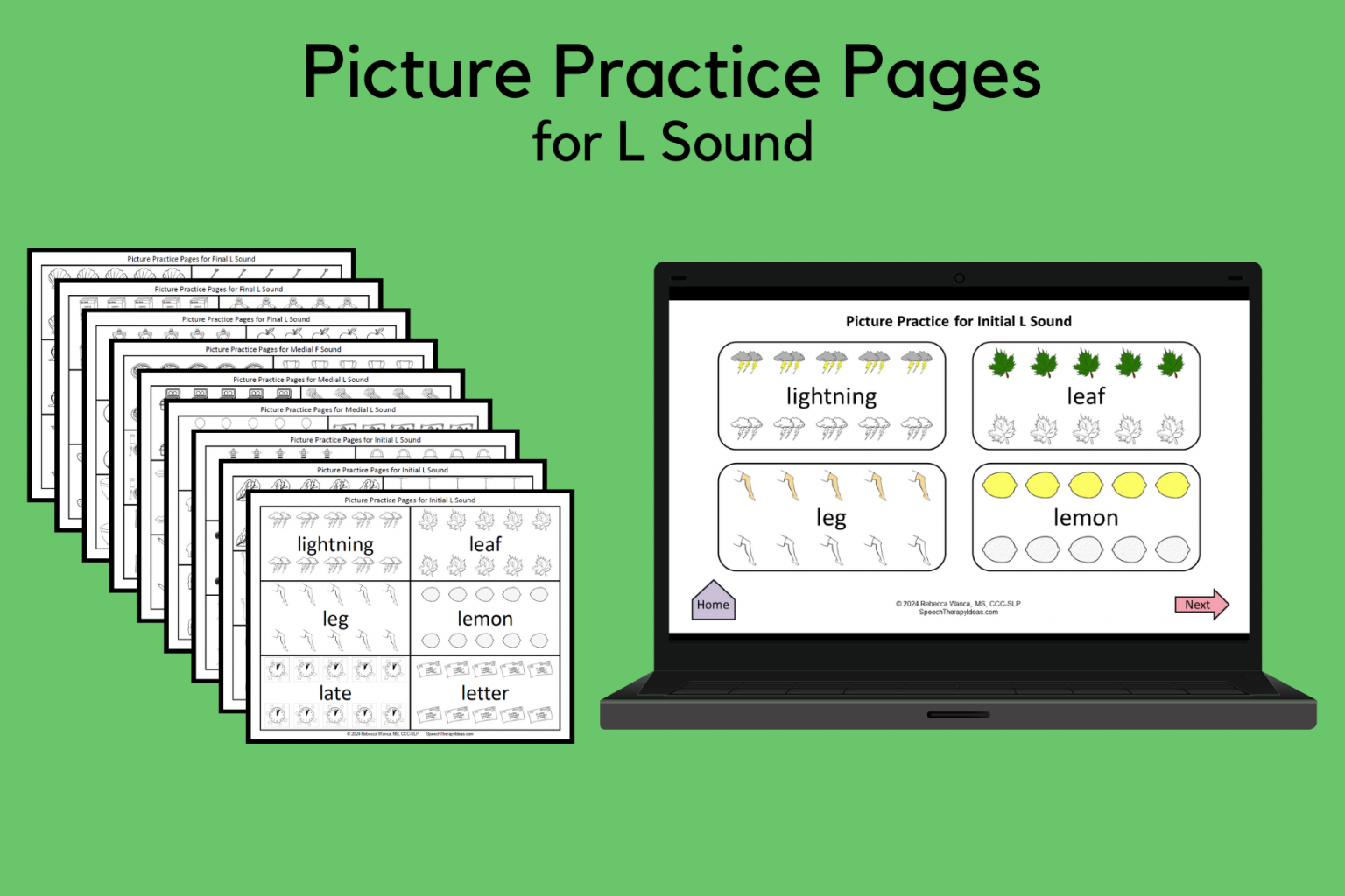 Picture Practice Pages for L Sound | Speech Therapy Ideas