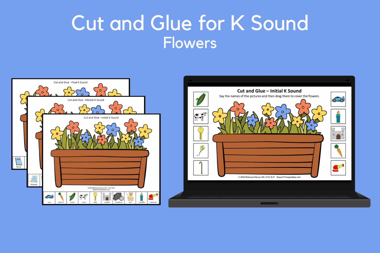 Cut and Glue for K Sound – Flowers | Speech Therapy Ideas
