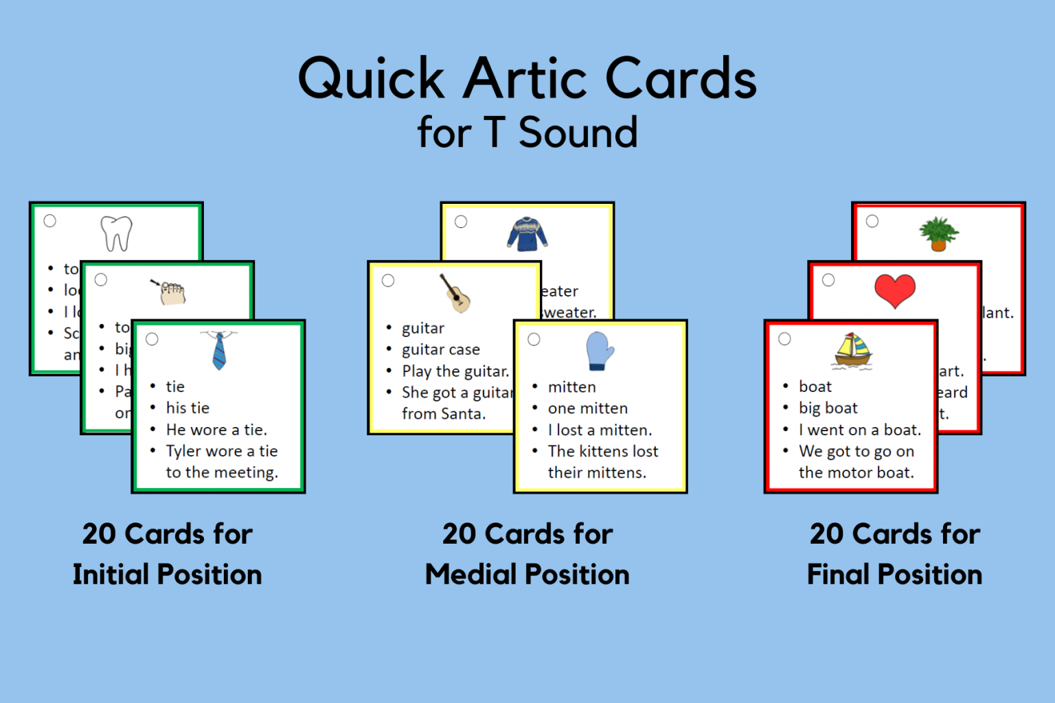 Quick Artic Cards for T Sound | Speech Therapy Ideas