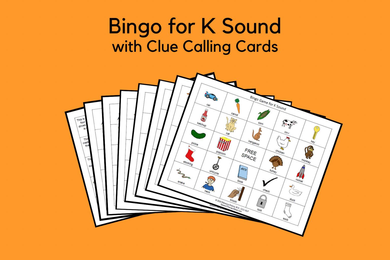 Bingo Games with Clues for K Sound | Speech Therapy Ideas