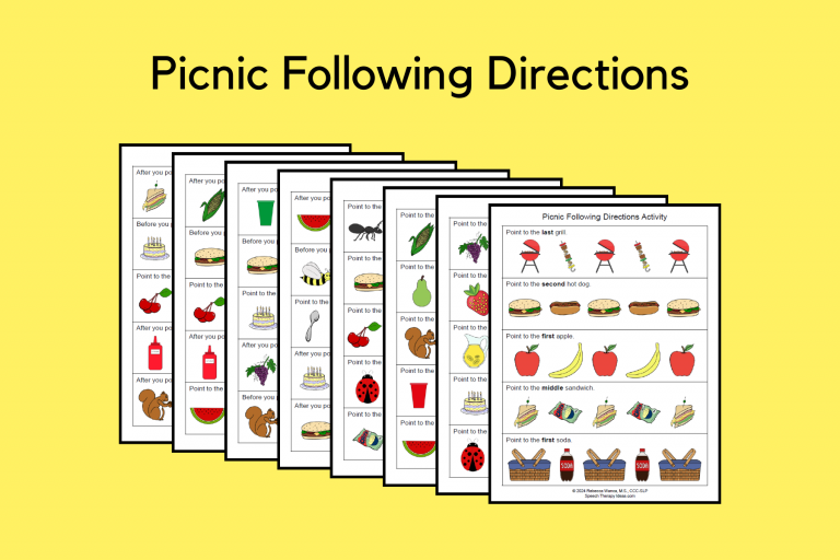 Picnic Following Directions Activity | Speech Therapy Ideas