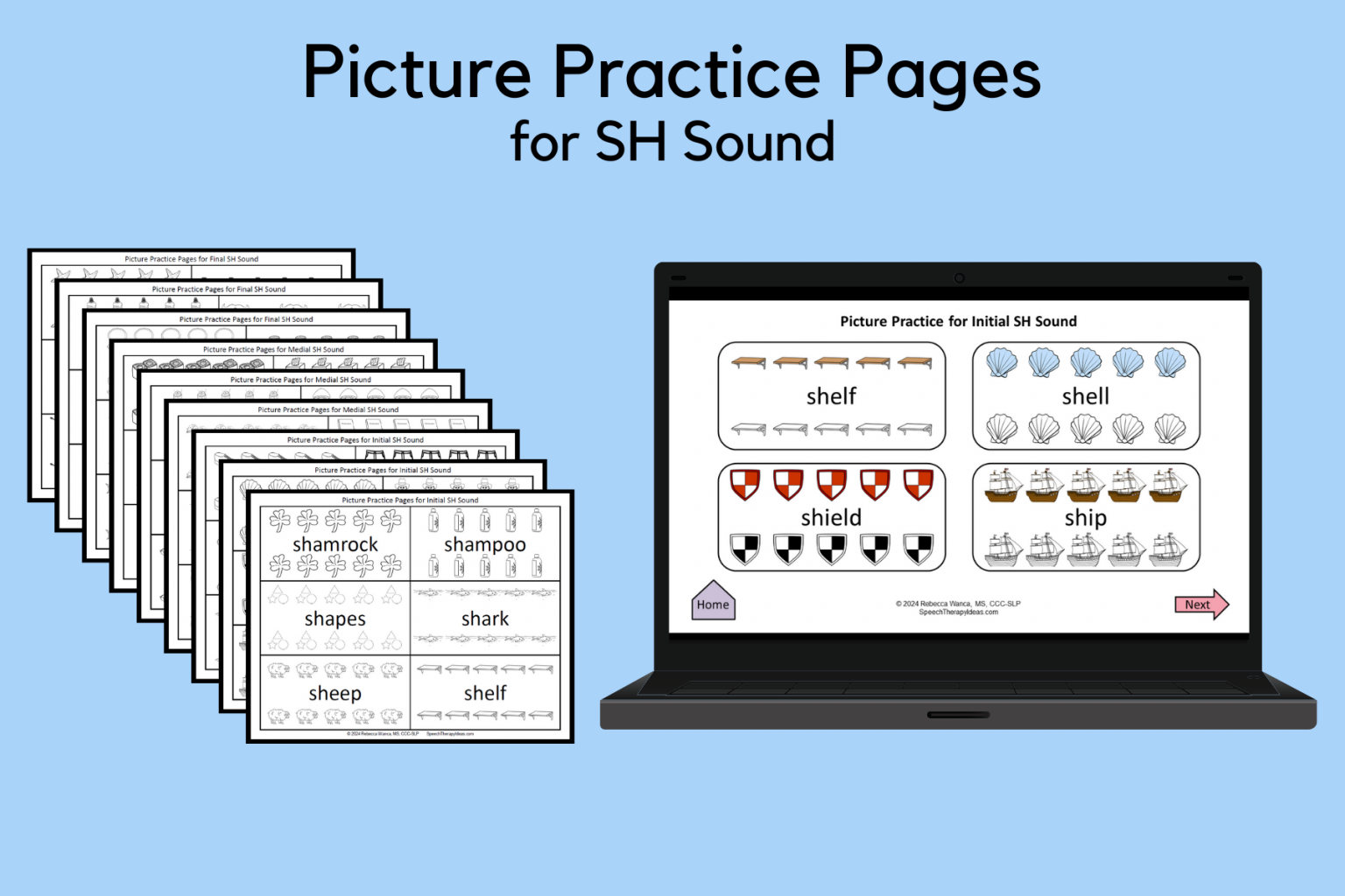 Picture Practice Pages for SH Sound | Speech Therapy Ideas