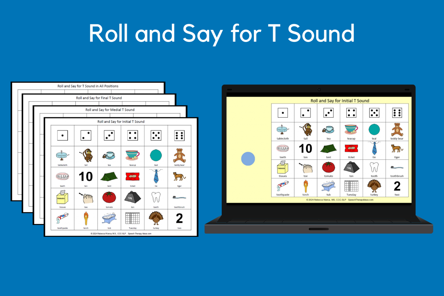 Roll and Say for T Sound | Speech Therapy Ideas