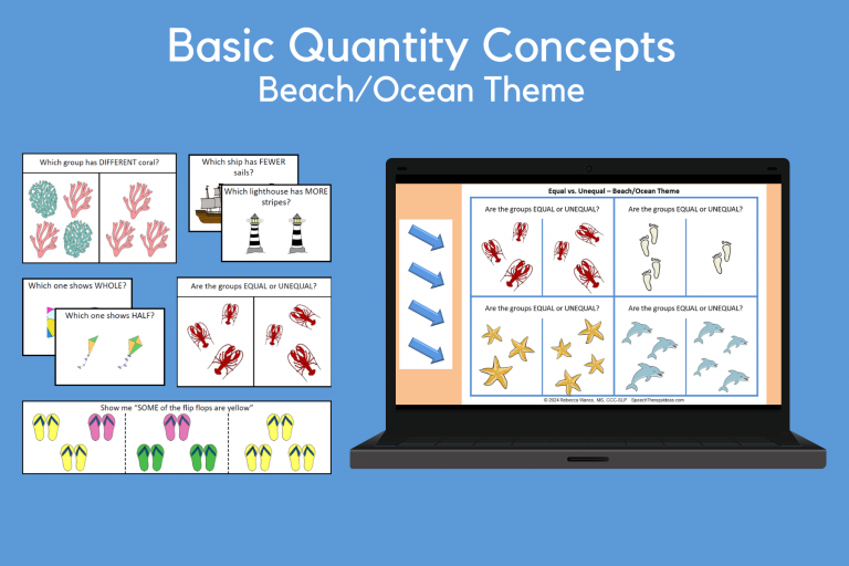 Basic Quantity Concepts – Beach/Ocean Theme | Speech Therapy Ideas