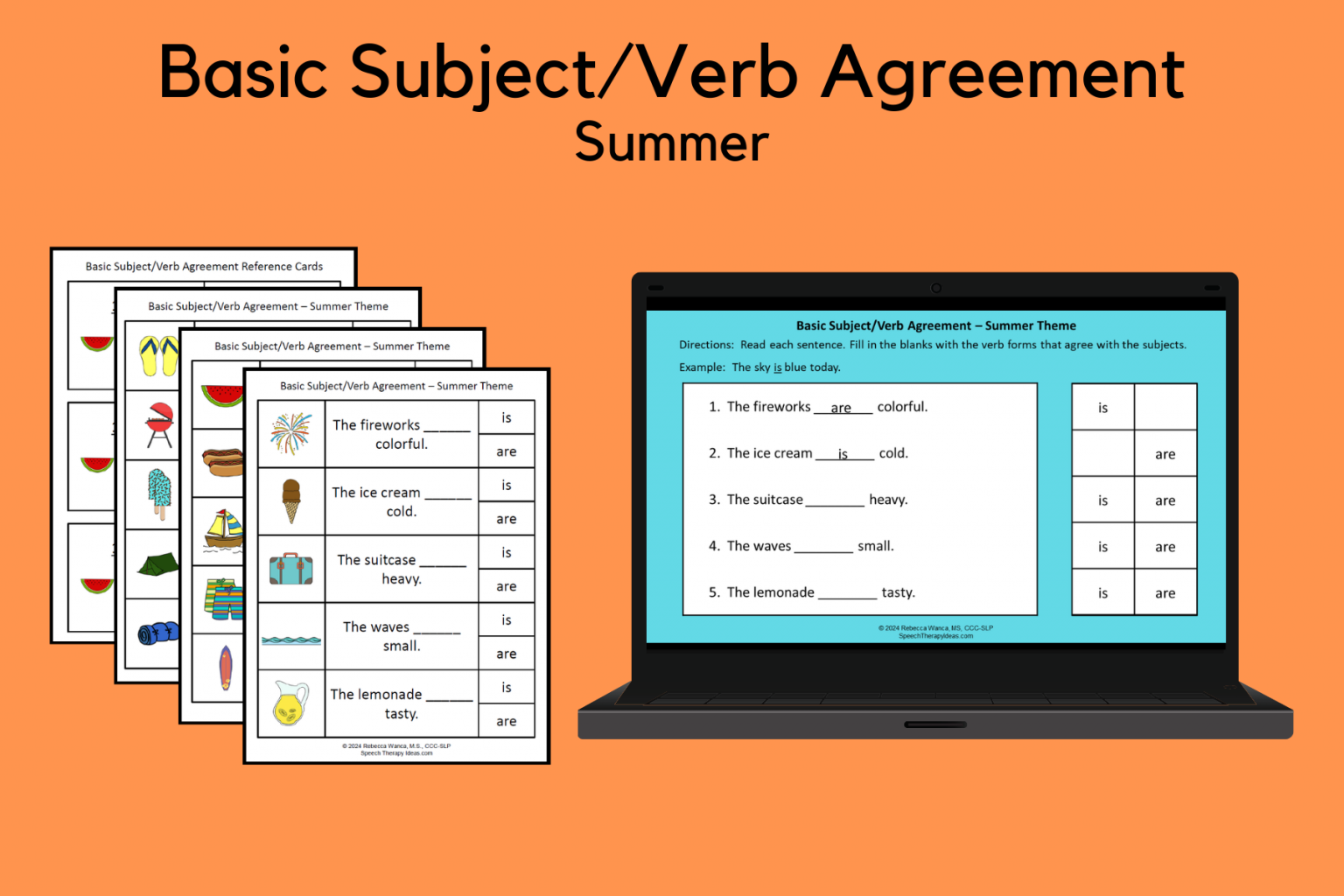 Basic Subject & Verb Agreement – Summer Theme | Speech Therapy Ideas