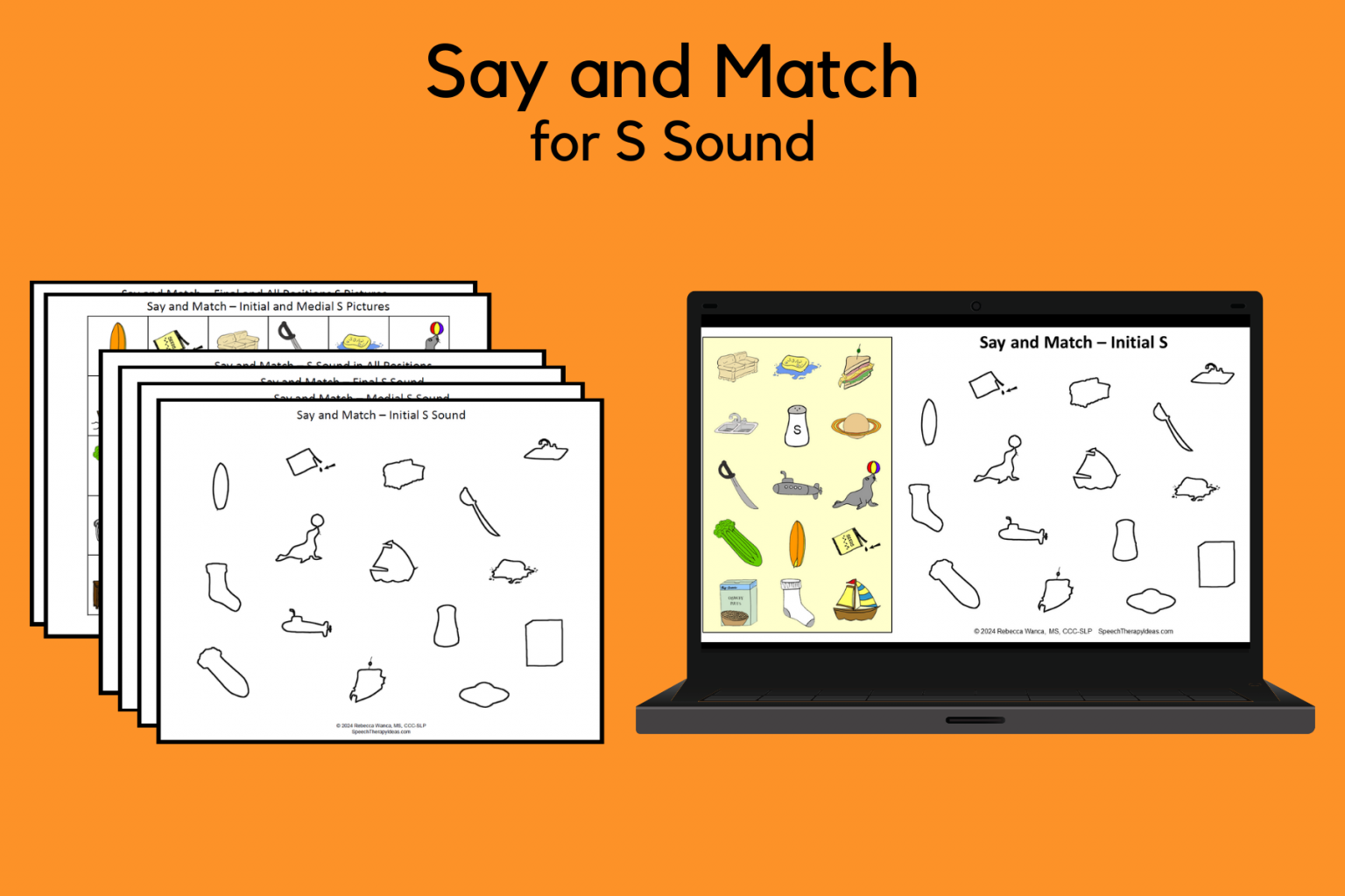 Say and Match for S Sound | Speech Therapy Ideas