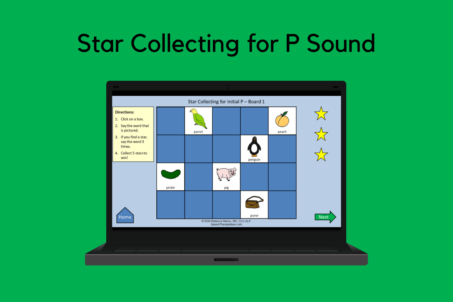 Star Collecting for P Sound | Speech Therapy Ideas
