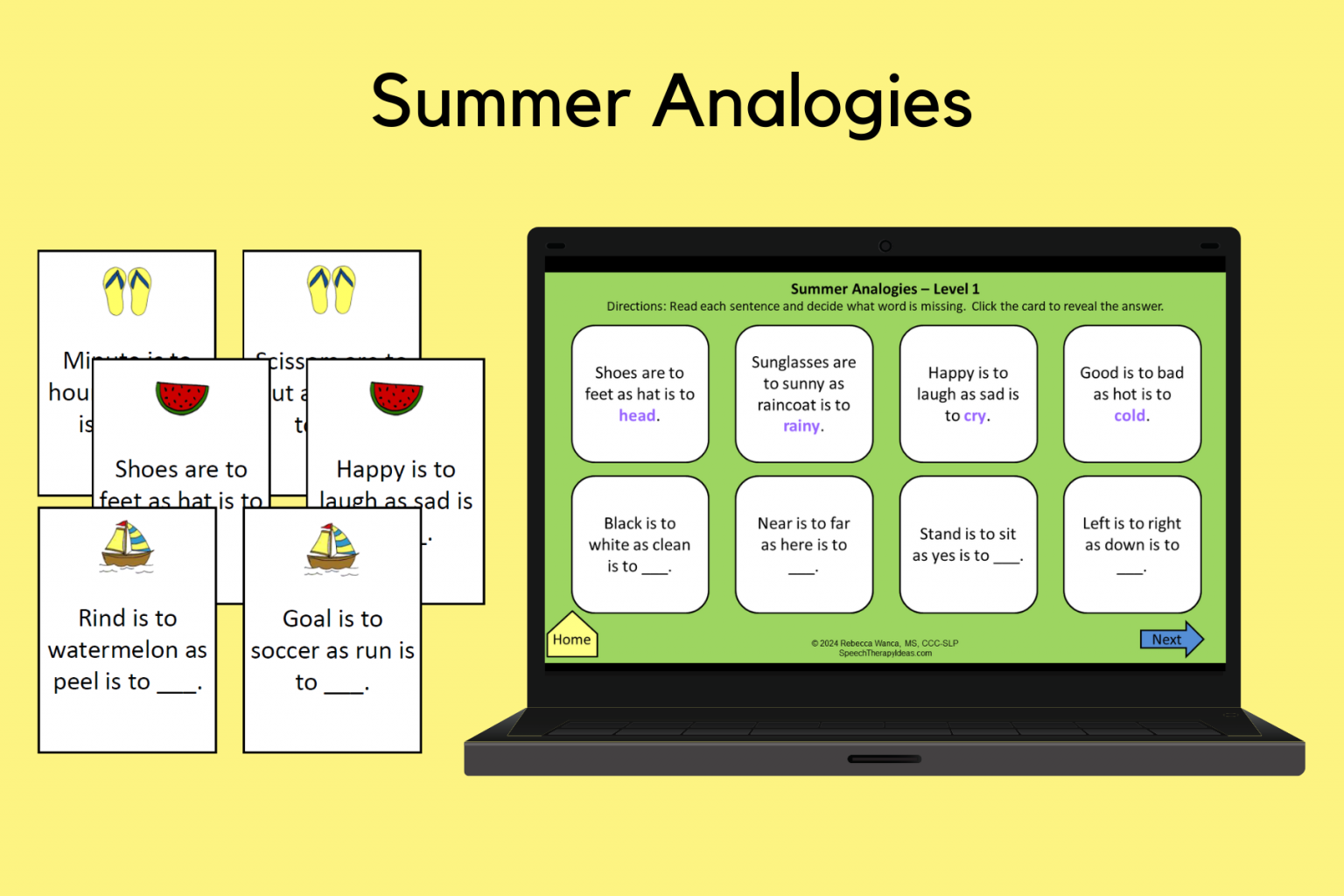 Summer Analogy Cards | Speech Therapy Ideas