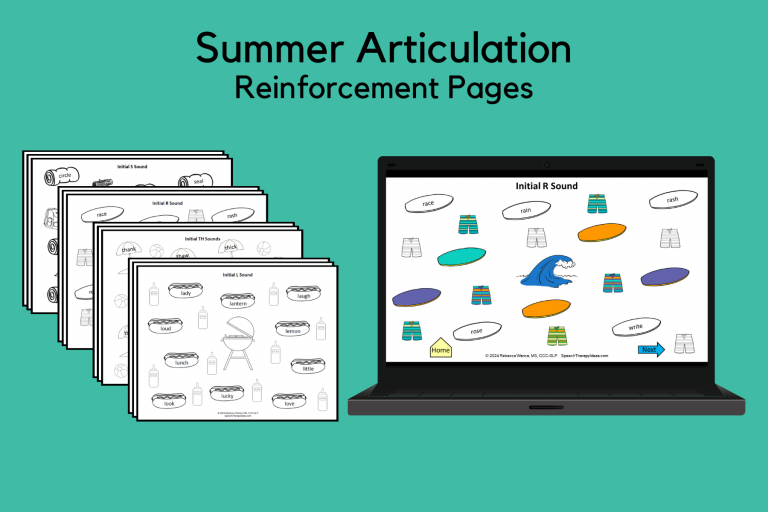 Summer Articulation Reinforcement Pages | Speech Therapy Ideas