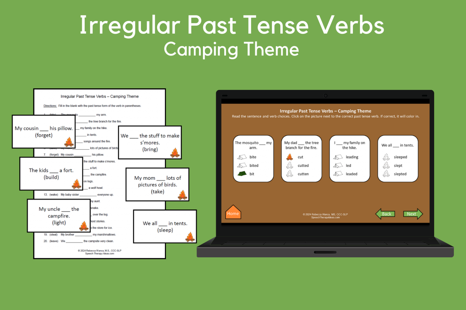 Irregular Past Tense Verbs – Camping Theme | Speech Therapy Ideas