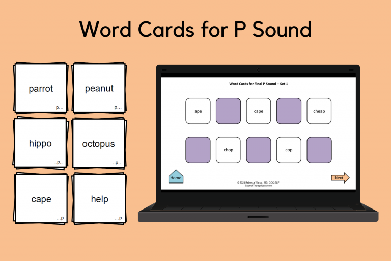 Word Cards for P Sound | Speech Therapy Ideas