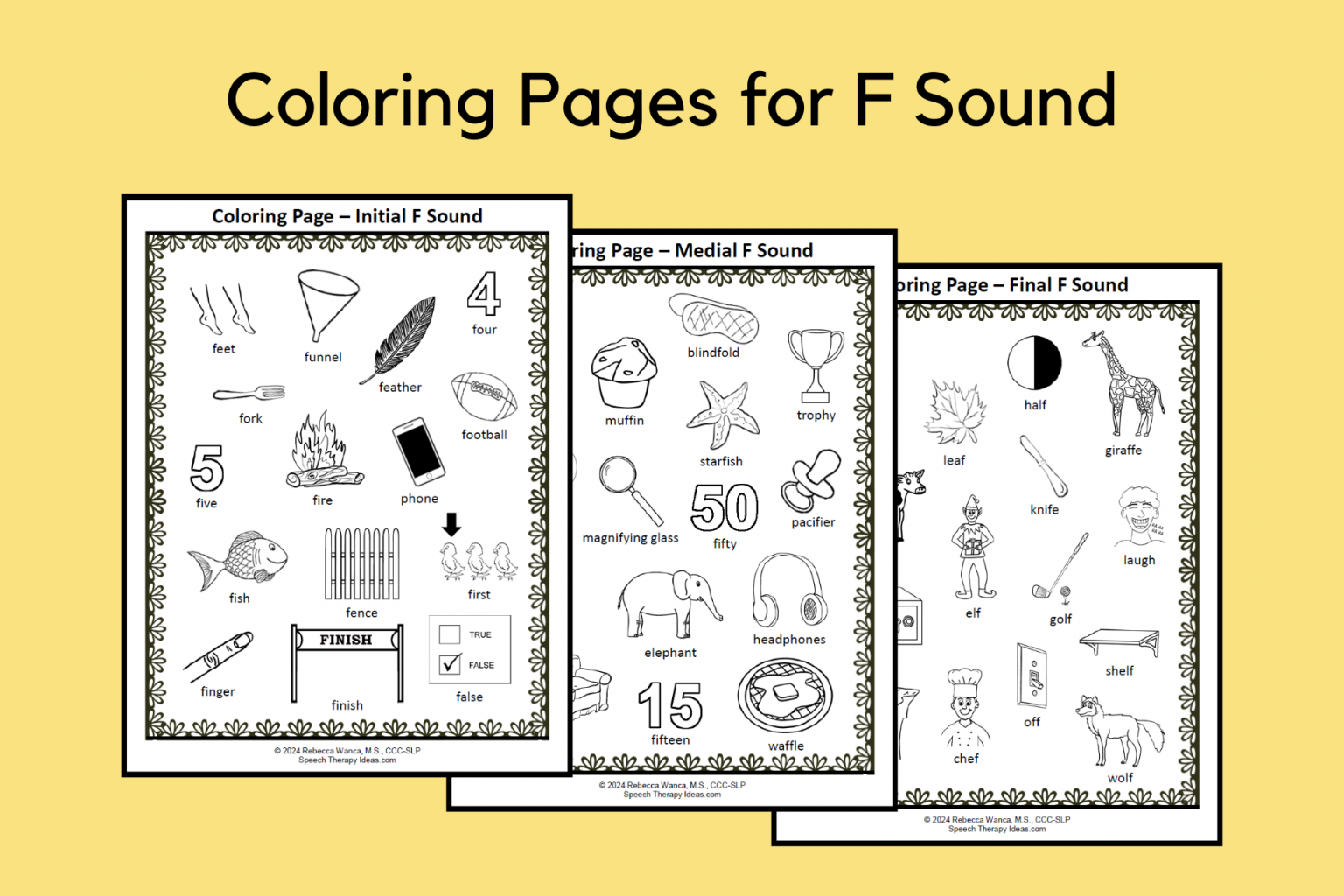 Coloring Pages for F Sound | Speech Therapy Ideas