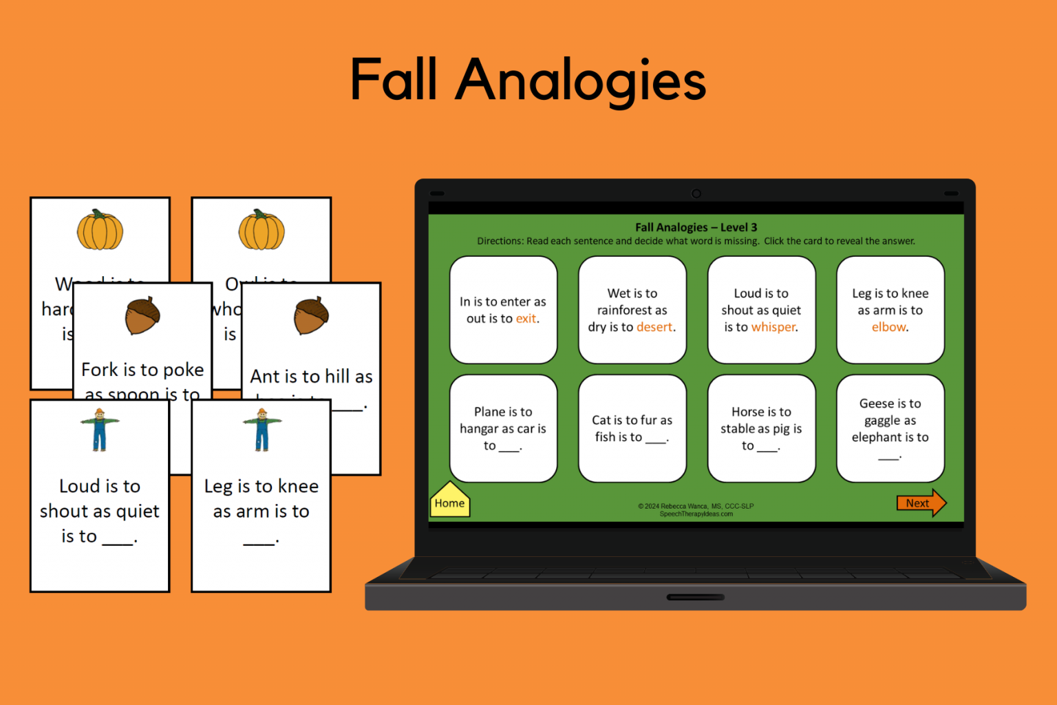 Fall Analogy Cards | Speech Therapy Ideas
