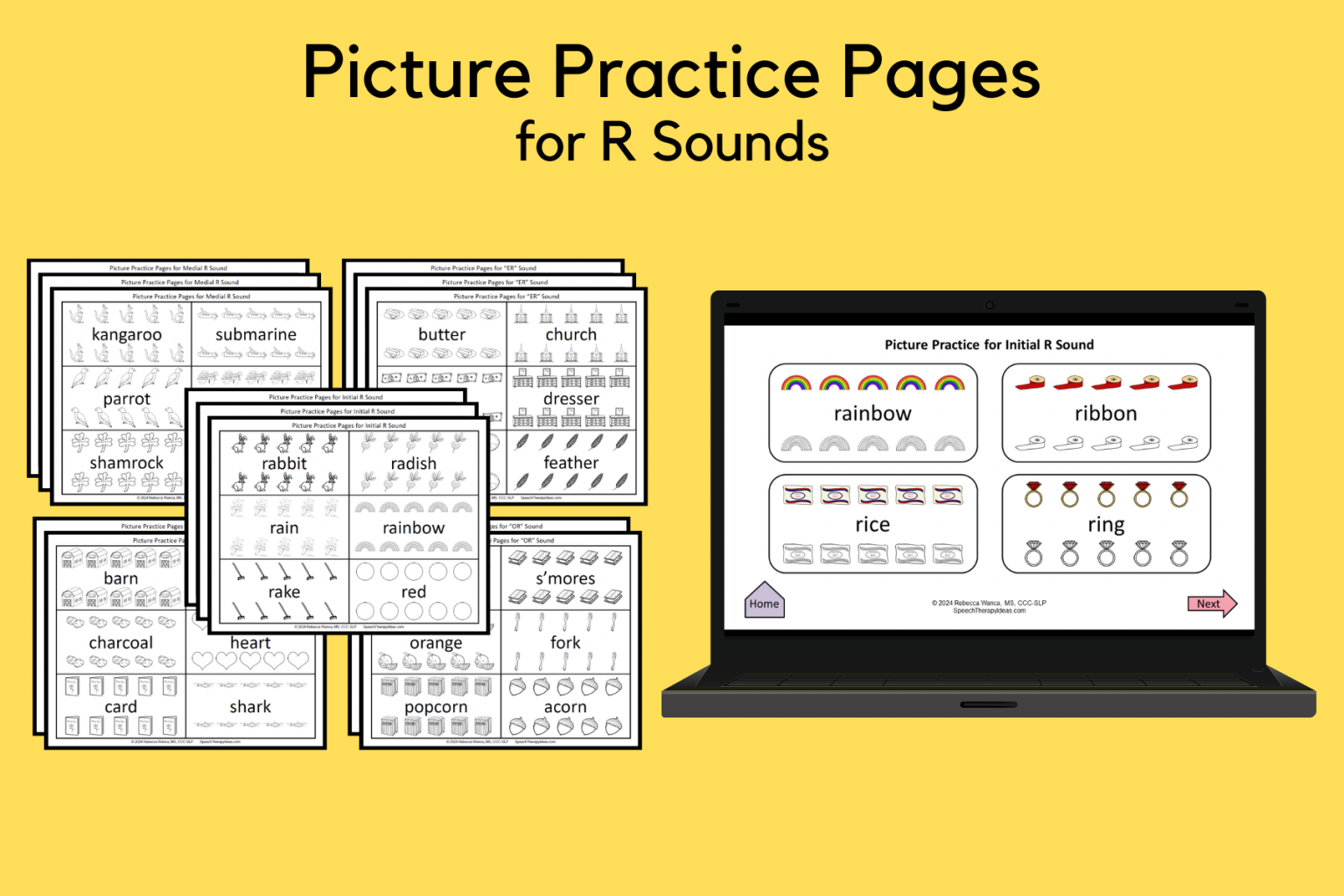 Picture Practice Pages for R Sounds | Speech Therapy Ideas
