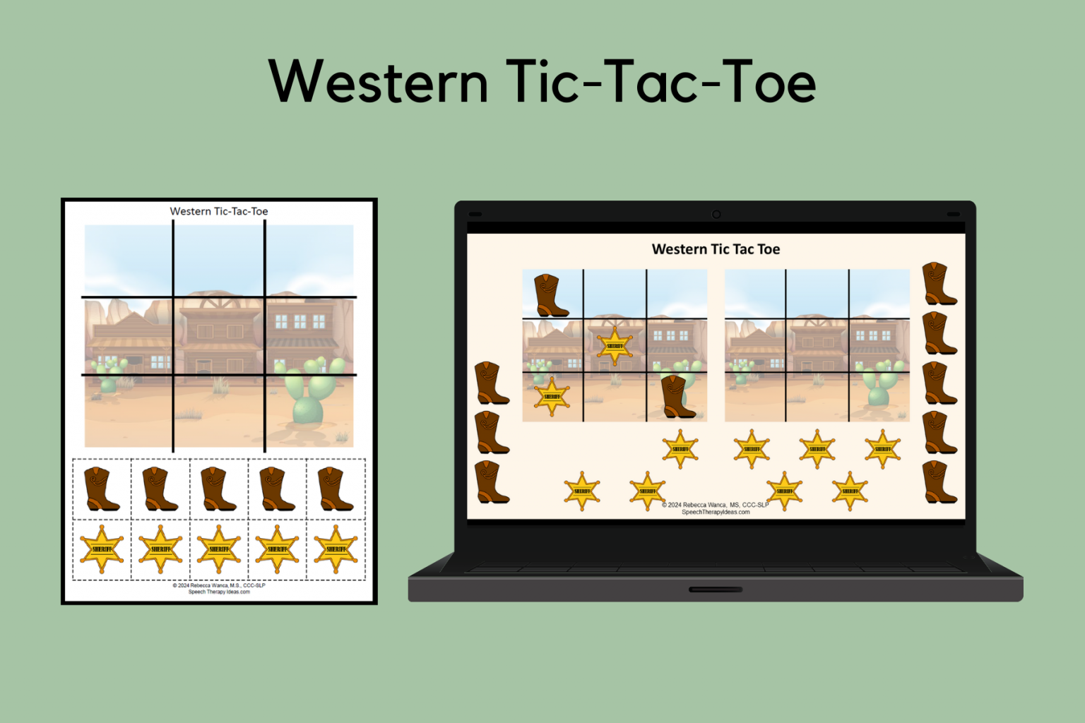 Western Tic-Tac-Toe Reinforcement Activity | Speech Therapy Ideas