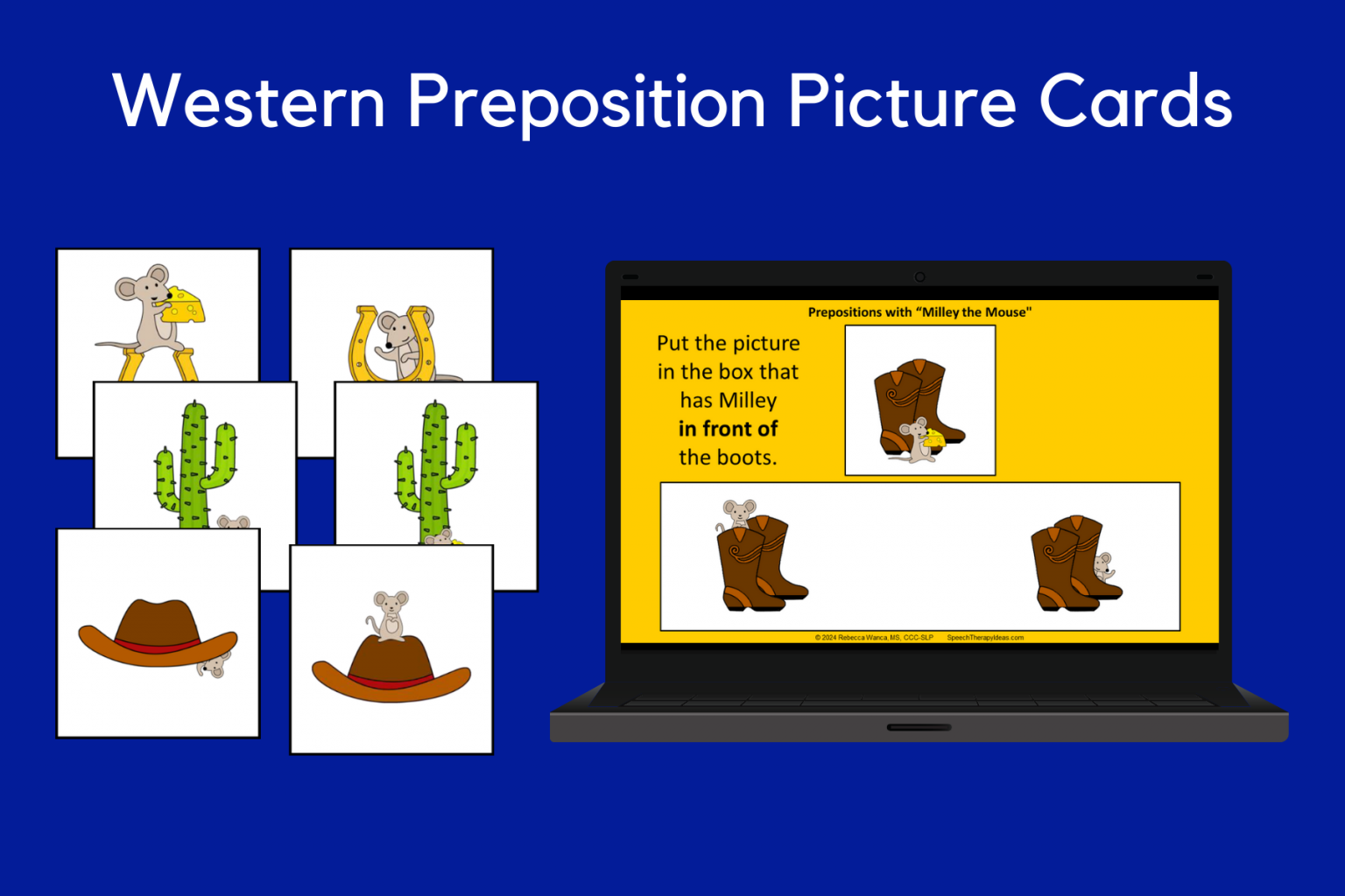 Western Preposition Picture Cards | Speech Therapy Ideas