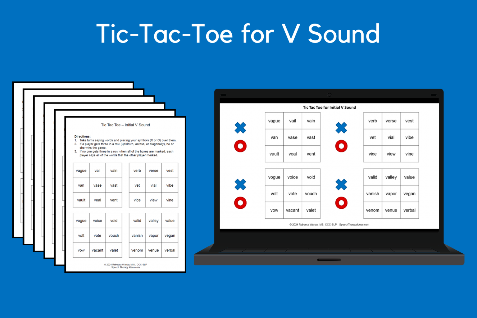 Tic-Tac-Toe Games for V Sound | Speech Therapy Ideas