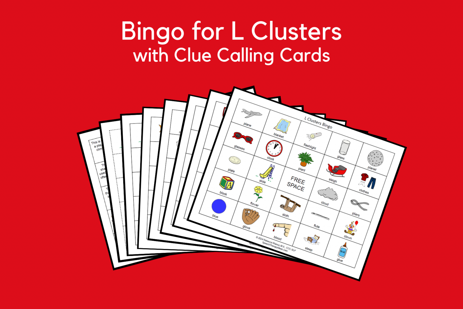 Bingo Games with Clues for L Clusters | Speech Therapy Ideas