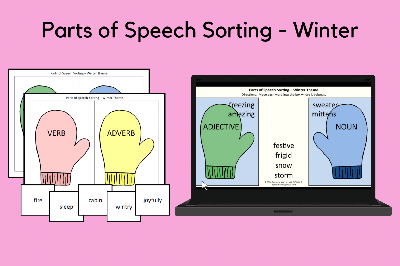 Parts of Speech Sorting – Winter Theme | Speech Therapy Ideas