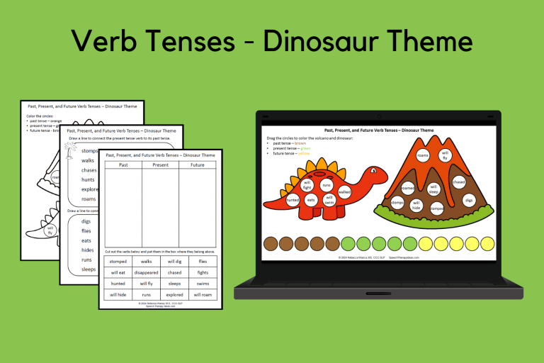 Verb Tenses – Dinosaur Theme | Speech Therapy Ideas