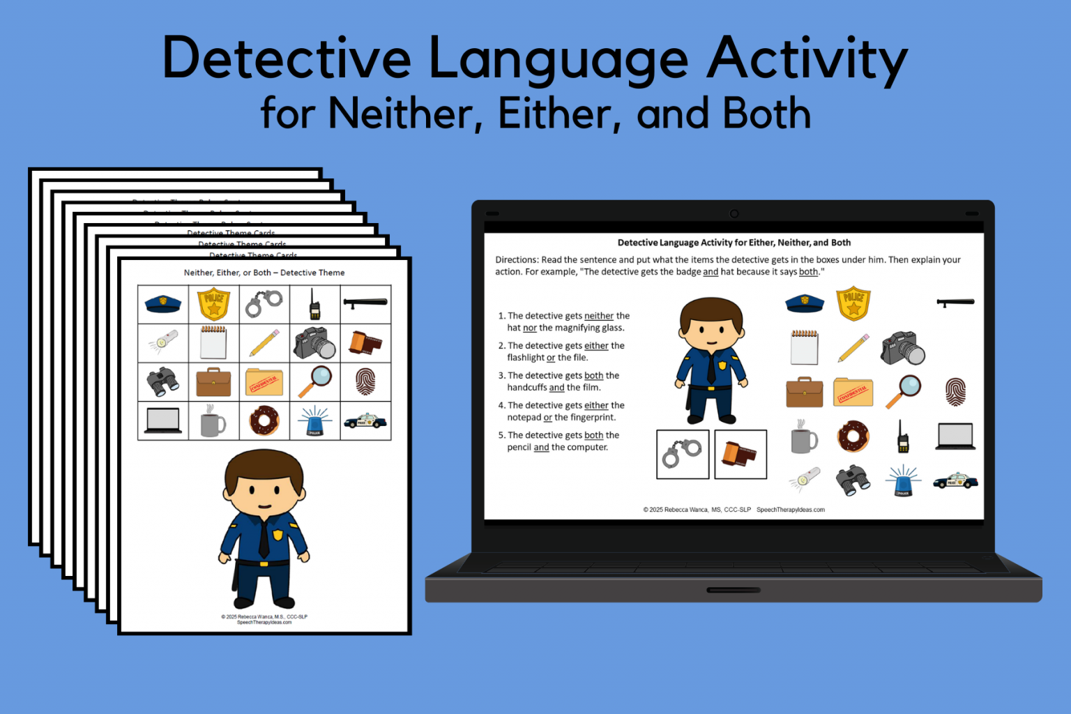 Detective Language Activity for Neither, Either, and Both | Speech ...