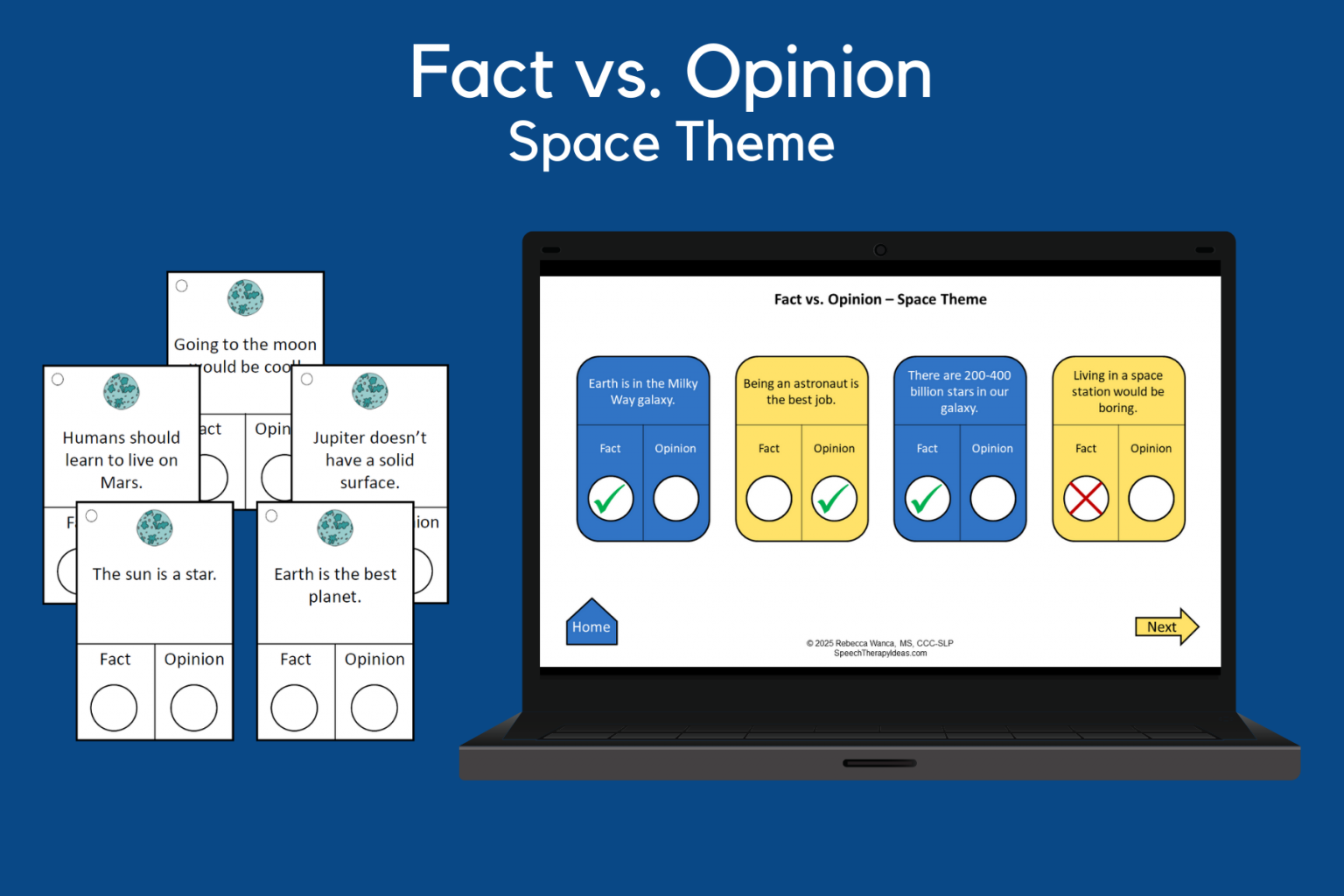 Fact vs. Opinion – Space Theme | Speech Therapy Ideas