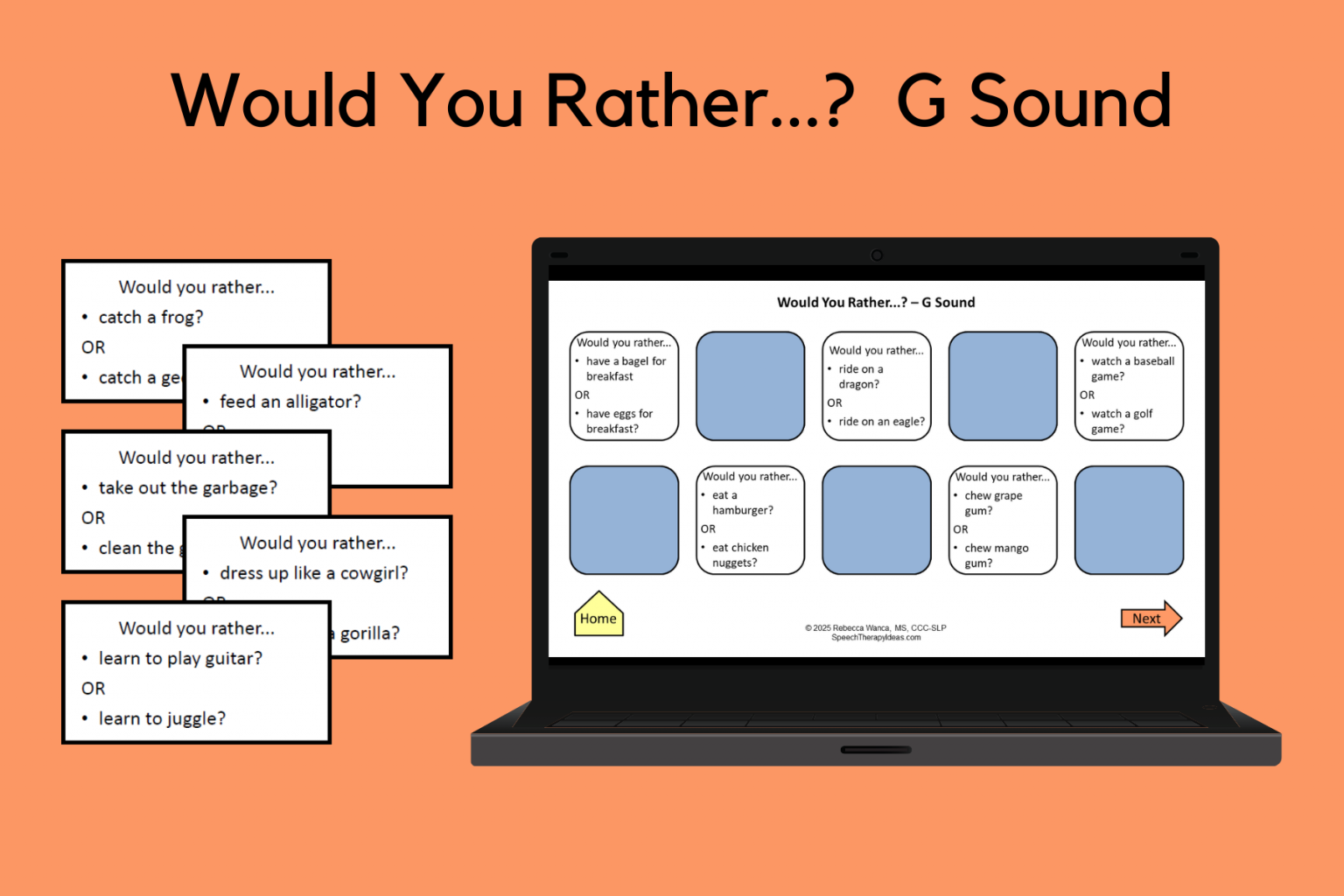 Would You Rather…? for G Sound | Speech Therapy Ideas