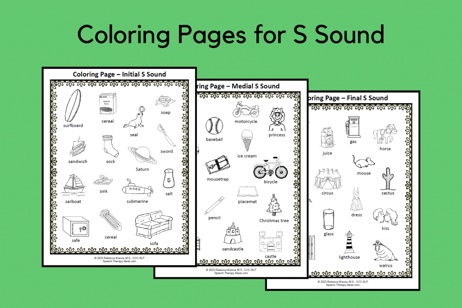 Coloring Pages for S Sound | Speech Therapy Ideas